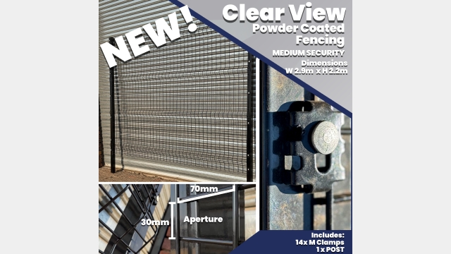 30x Clear View Black Powder Coated Fencing (2.20m x 2.98m) / (Apertures ...