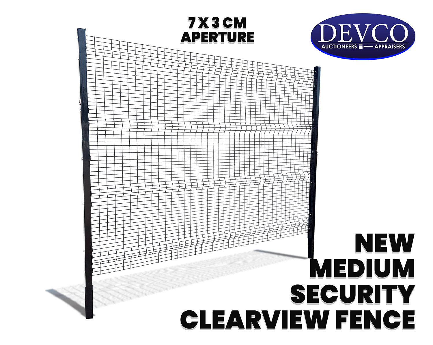 50x Clear View Black Powder Coated Fencing (2.20m x 2.98m) | Devco Auction